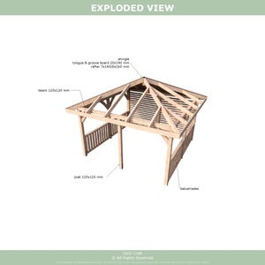 3x3m GAZEBO DIY Plans PDF Pergola Pavilion Shingle Hip Roof Digital ...