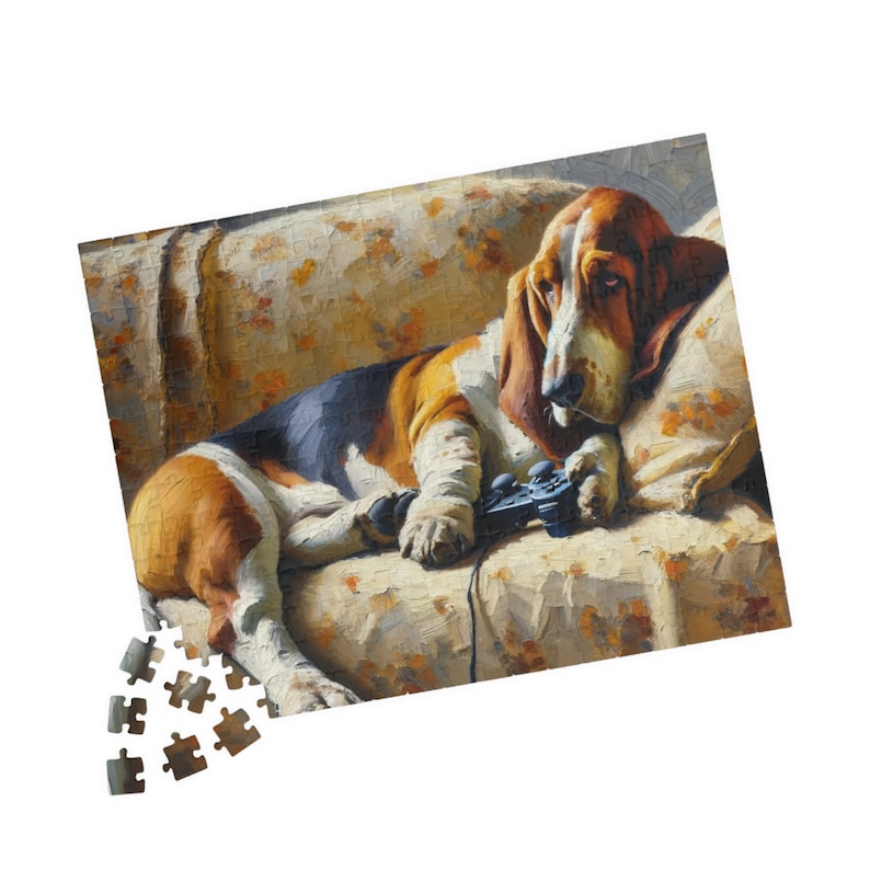 Basset Hound Gamer Puzzle - Impressionist Art Style, Dog Lover Gift ...