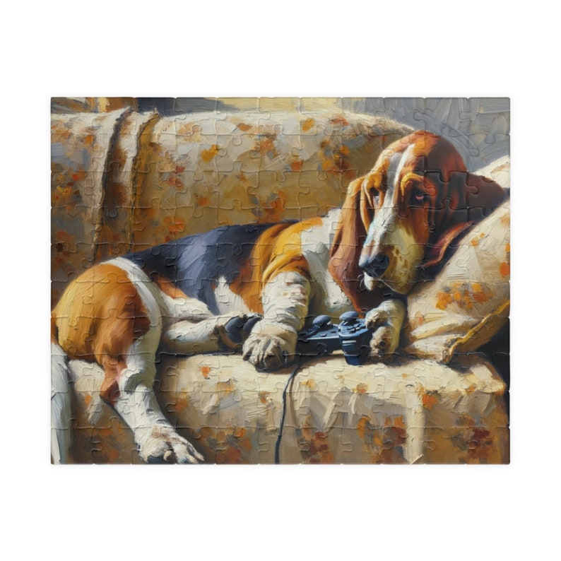 Basset Hound Gamer Puzzle - Impressionist Art Style, Dog Lover Gift ...