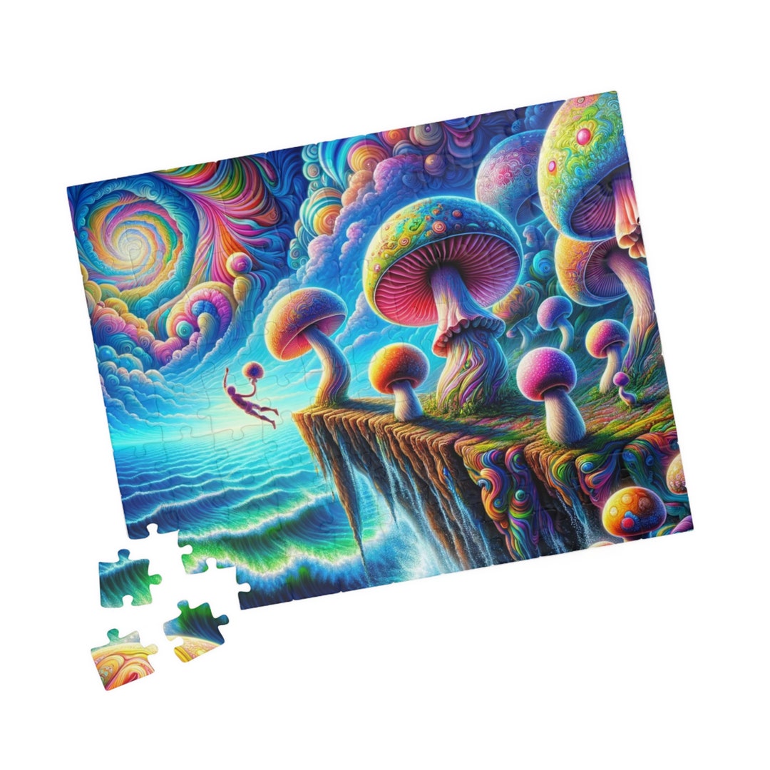 Fantasy Jigsaw Puzzle: Mystical Mushrooms, Ocean Soaring, Glossy Finish ...