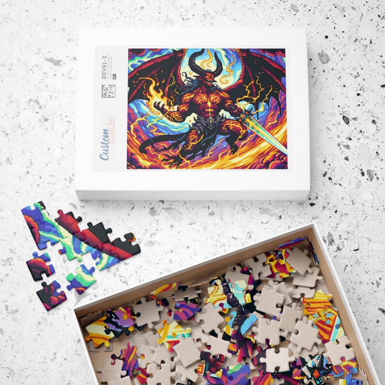 Abyssal Demon Pixel Art Puzzle Wield the Power of Fire and Lightning a ...