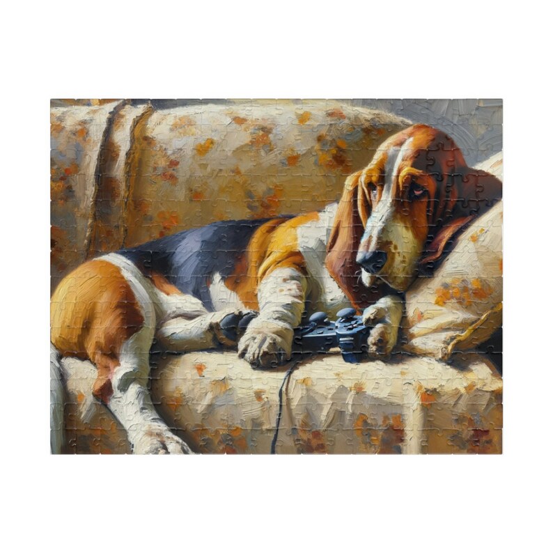 Basset Hound Gamer Puzzle - Impressionist Art Style, Dog Lover Gift ...