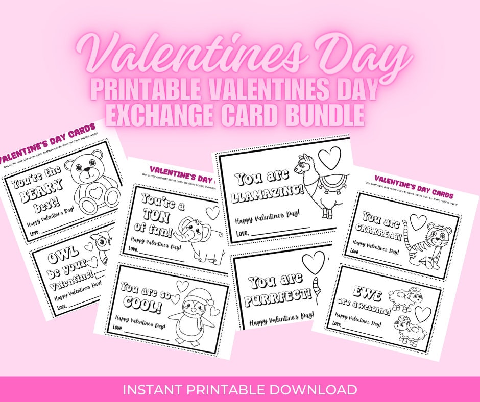 Printable Valentines Day Exchange Cards Bundle - Etsy