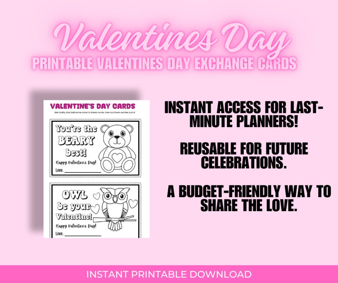 Printable Valentines Day Exchange Cards - Etsy