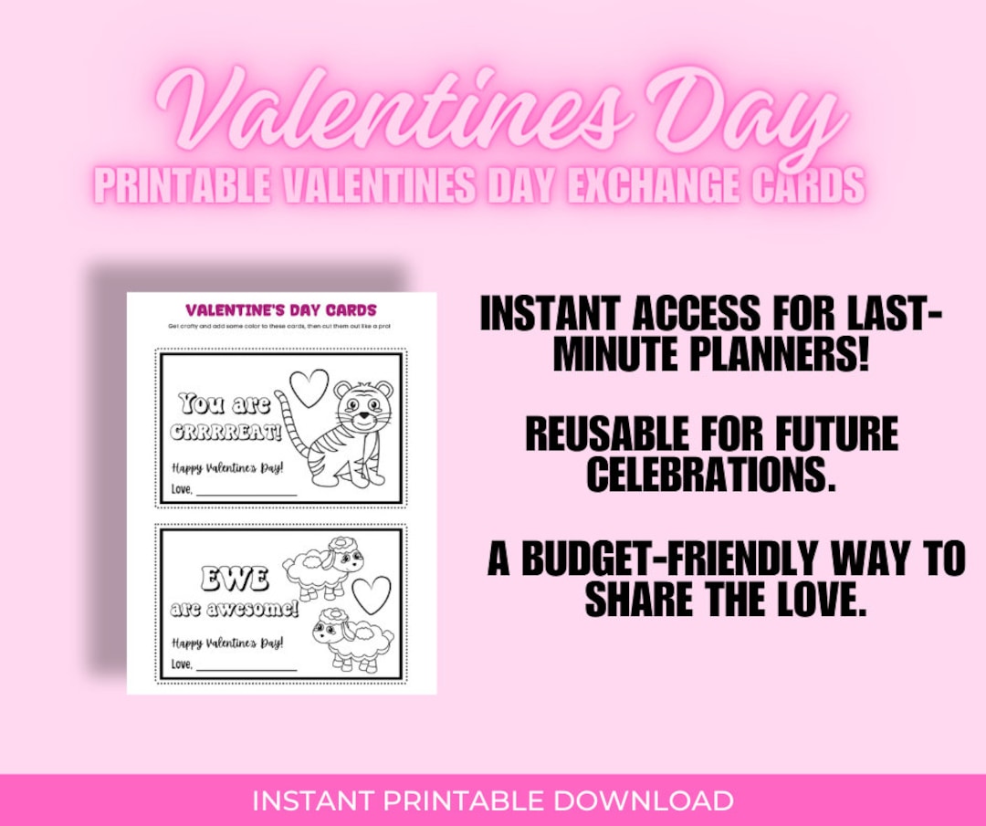 Printable Valentines Day Exchange Cards - Etsy