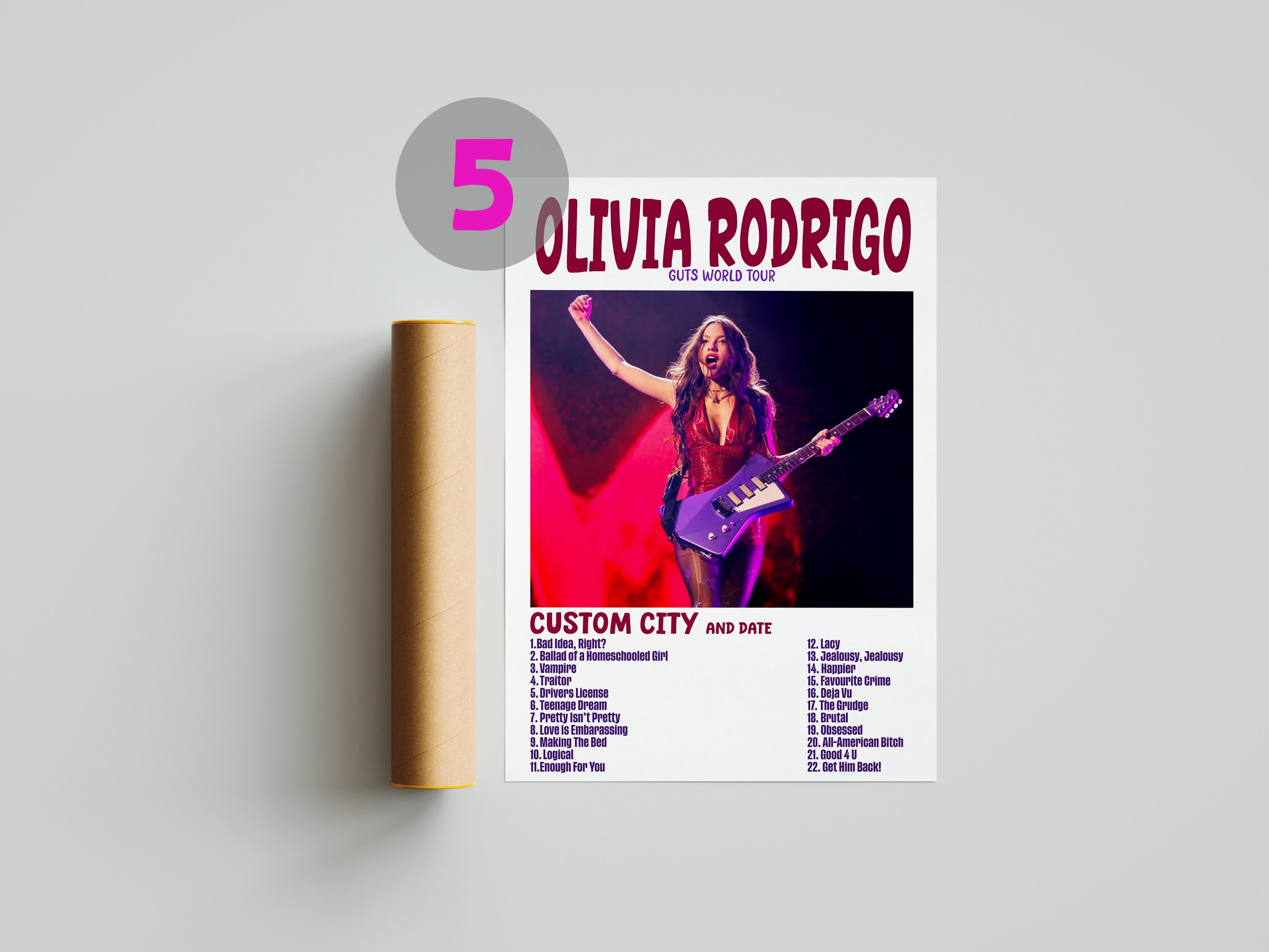 Olivia Rodrigo Guts World Tour Poster Print Concert Print Setlist Print ...