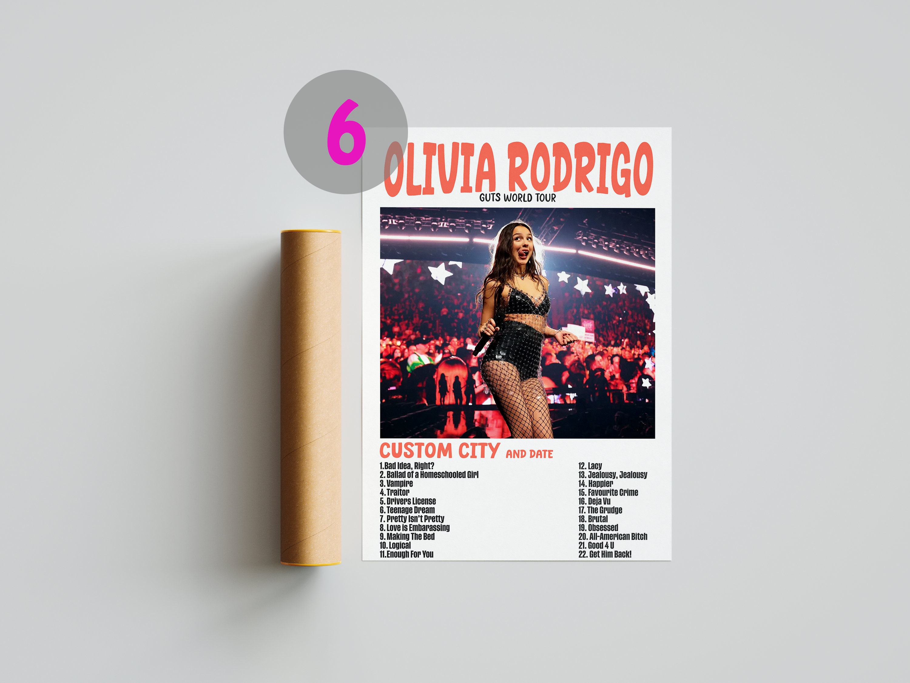 Olivia Rodrigo Guts World Tour Poster Print Concert Print Setlist Print ...