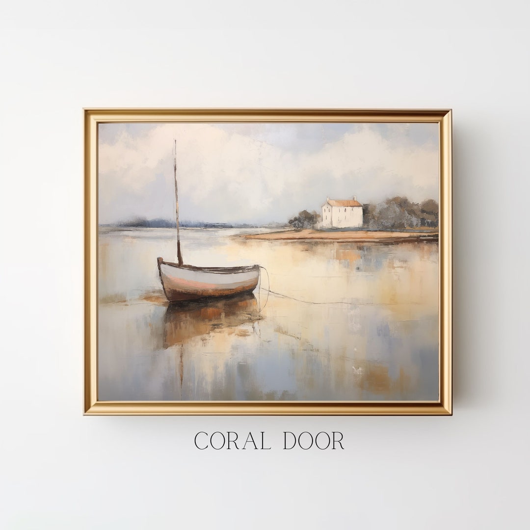 Fishing Boat Painting, Maritime Wall Art, Landscape Print, Coastal ...