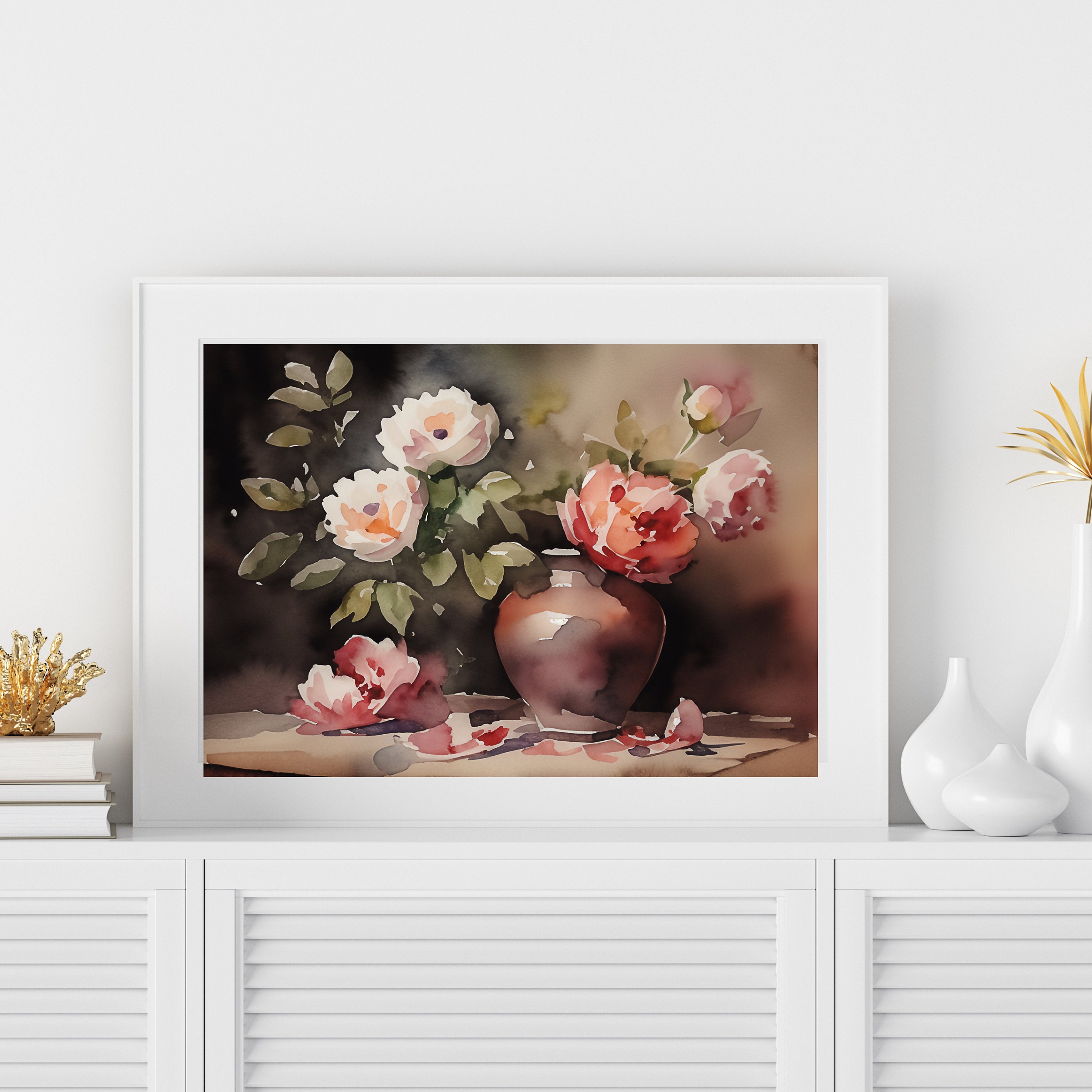 Flower Watercolor Painting, Botanical Still Life Wall Art, Gift for Her ...