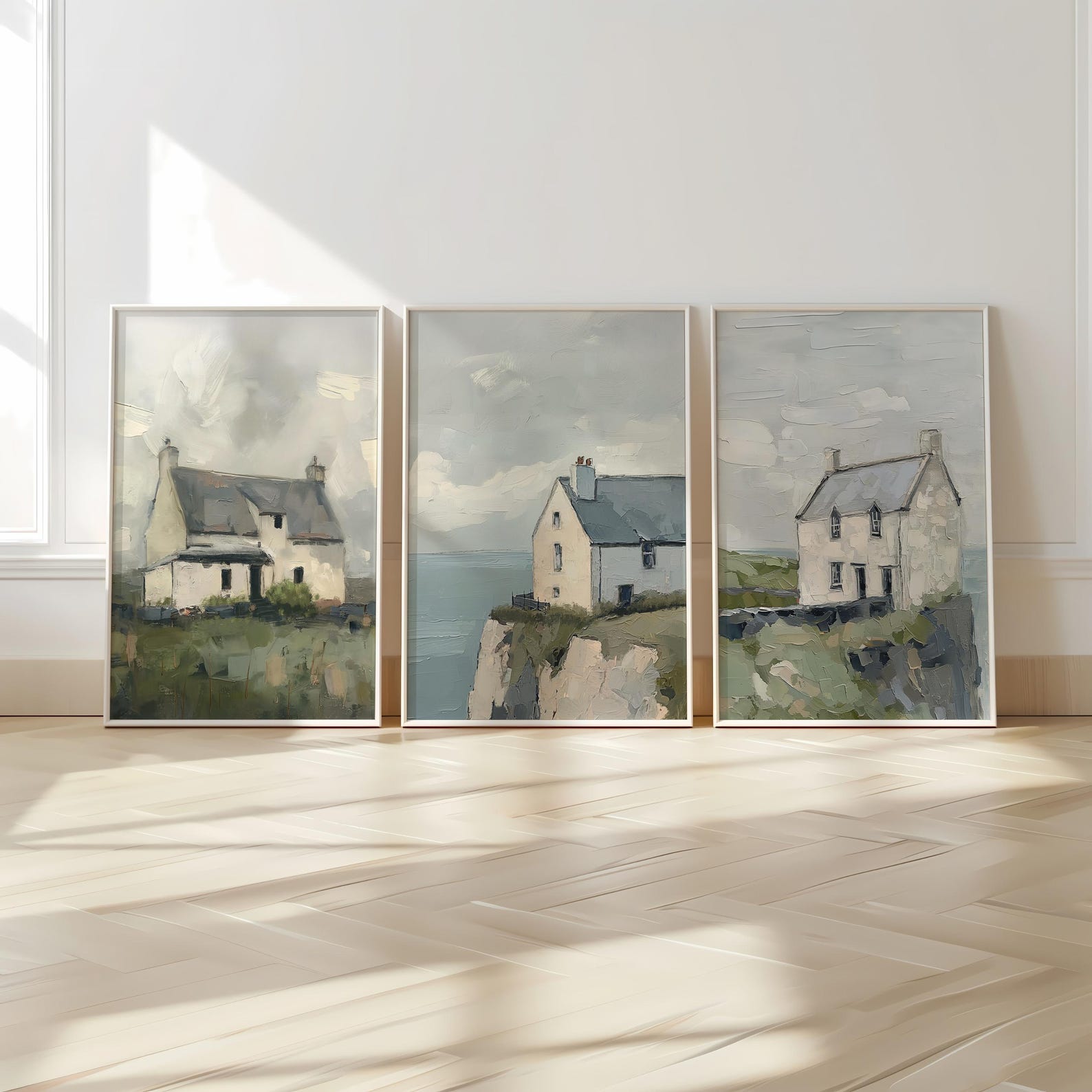 Cottages of Ireland Set of 3 Wall Art Prints, Coastal Landscape ...