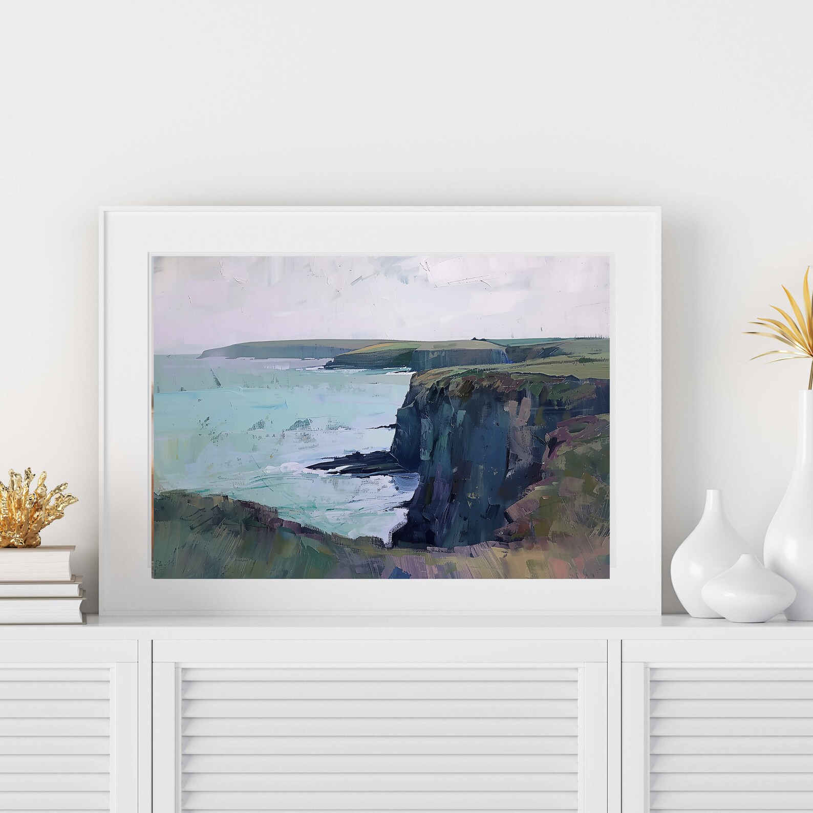 Coastal Ireland Wall Art, Ocean Shore Line Beach Art, Cliffs of Moher ...