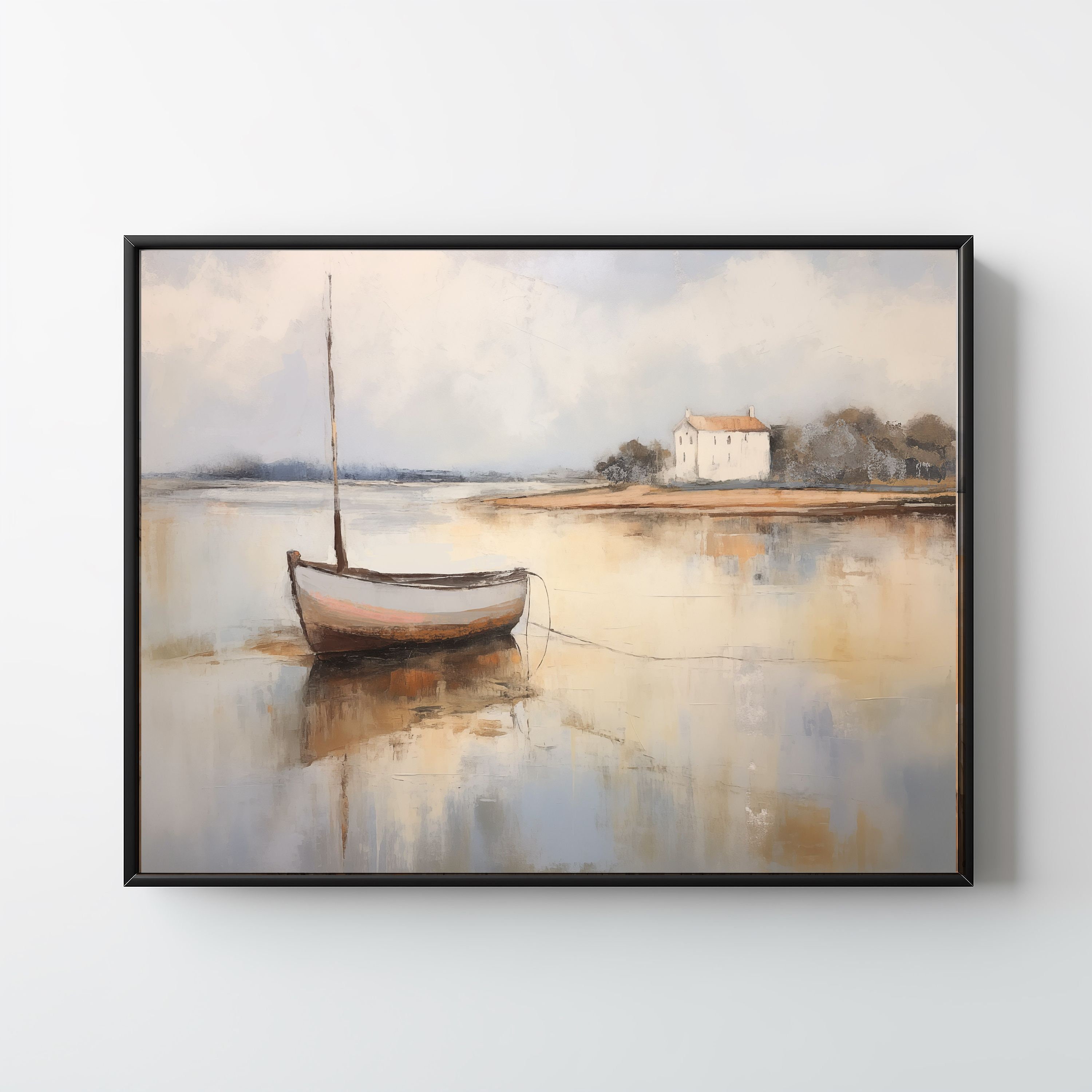 Fishing Boat Painting, Maritime Wall Art, Landscape Print, Coastal ...