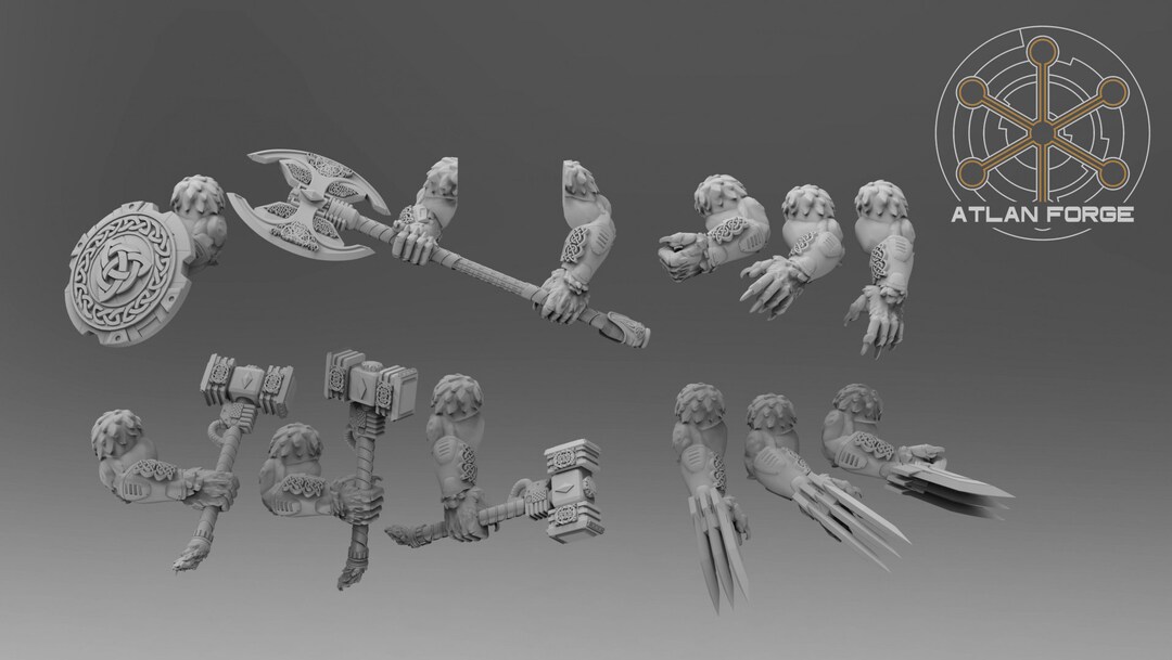 Arms and Weapons - Asgardian Ursanthropes - Bits - Atlan Forge - Etsy