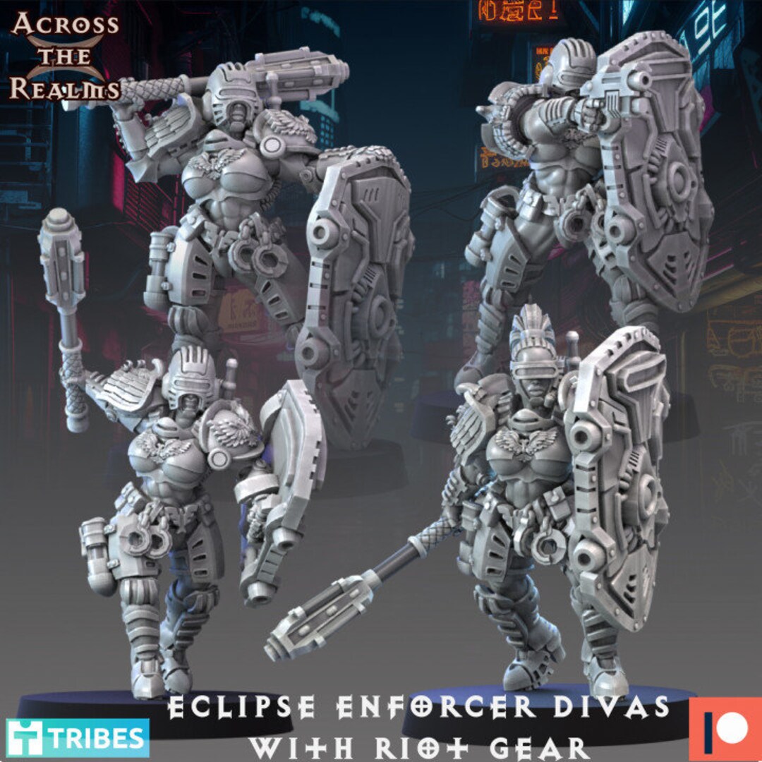 Eclipse Enforcer Divas With Riot Gear - Across the Realms 32mm - Etsy