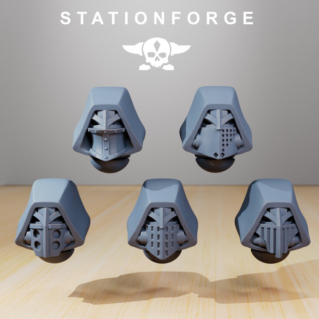 Armored Knight Heads V.2 - Stationforge - 28mm - Etsy