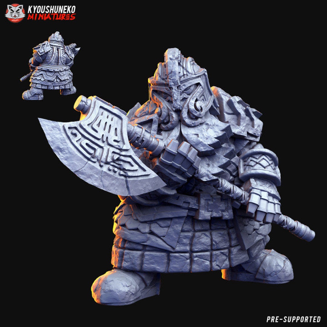 Dwarf Rune Guardian Golem D Kyoushuneko Miniatures - Etsy