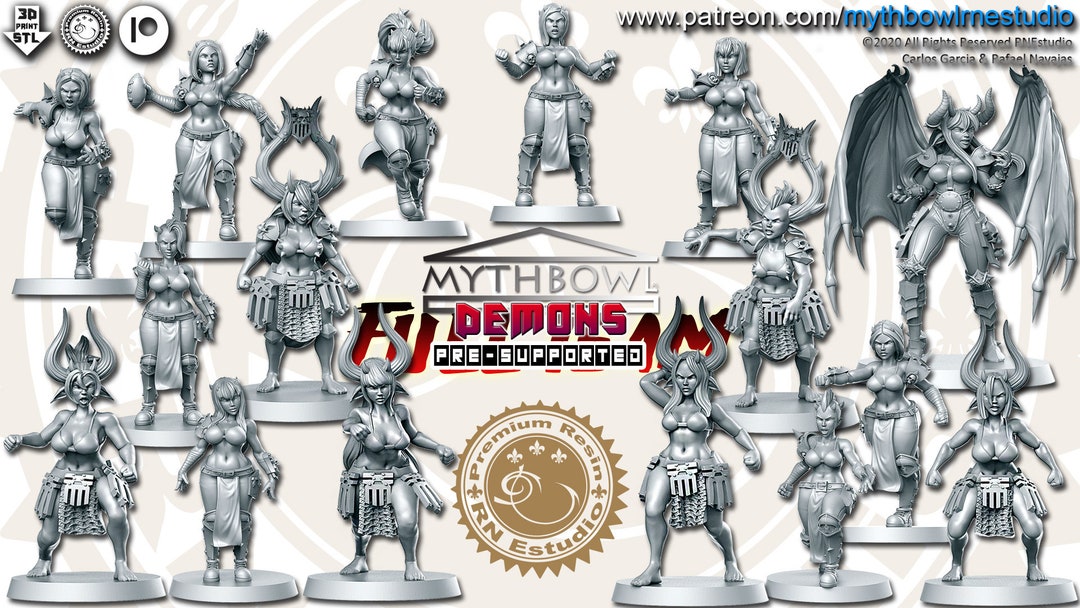 Demons Team 16 Fantasy Football Miniatures - Rnestudio 32mm - Etsy