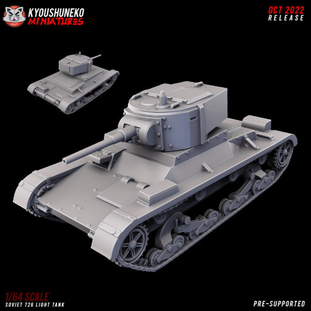 Soviet T26 Light Tank Ww2 Kyoushuneko Miniatures - Etsy
