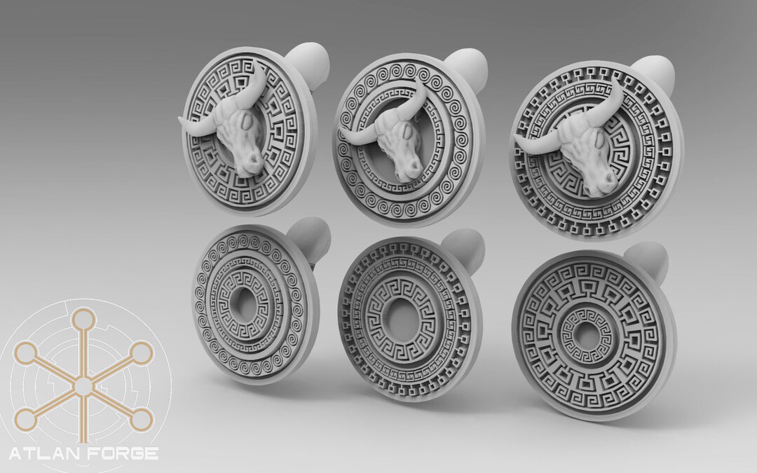 Shields - Minoan Bull Riders - Bits - Atlan Forge - Etsy