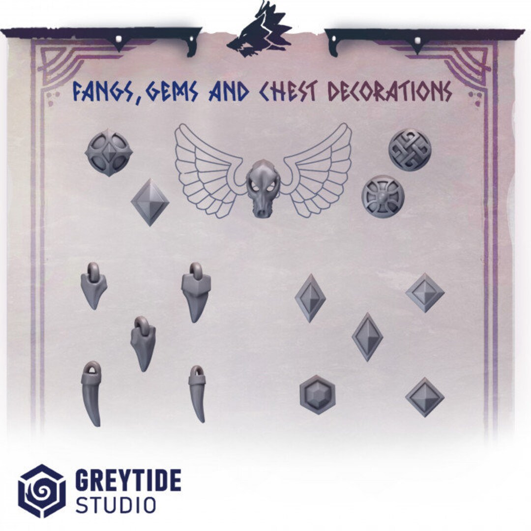 Fangs, Gems and Chest Decoration PH - Bits - - Greytide Studio - Etsy