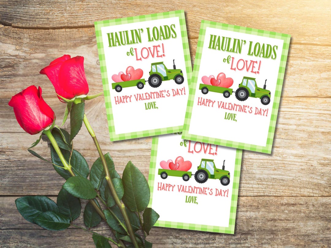 Tractor Valentines Cards, Farm Valentines Cards, Green Tractor ...