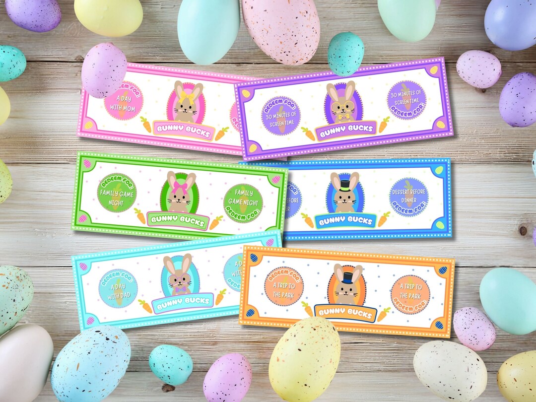 Easter Bunny Bucks, Easter Egg Tickets, Easter Egg Inserts, Easter ...