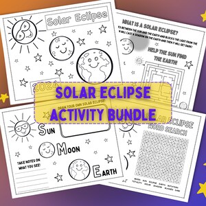 Solar Eclipse 2024 Activity Bundle, Solar Eclipse Coloring Pages, Kid’s ...