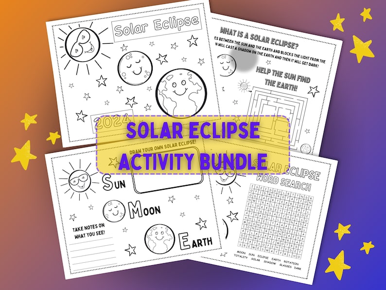 Solar Eclipse 2024 Activity Bundle, Solar Eclipse Coloring Pages, Kid’s ...