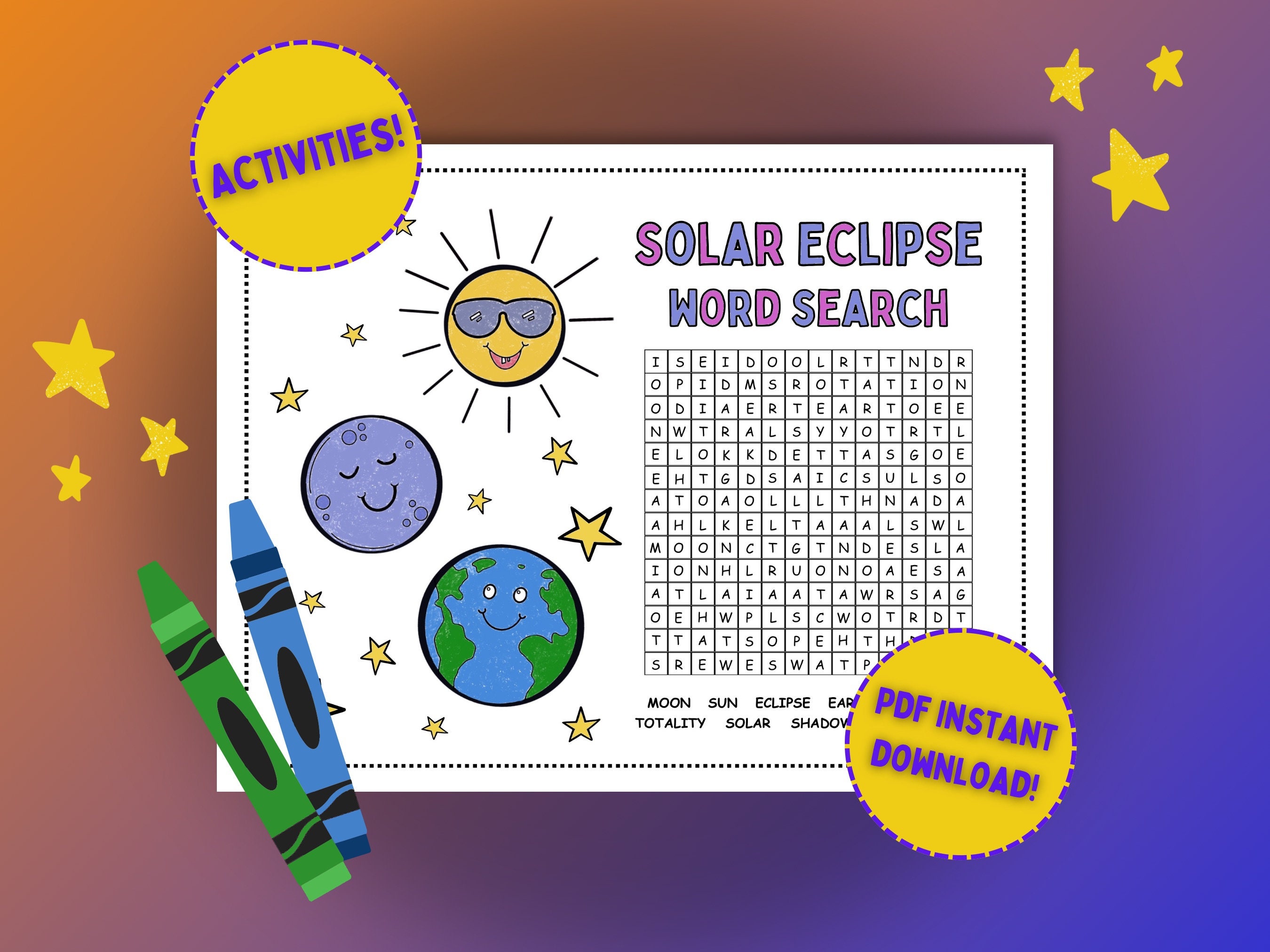Solar Eclipse 2024 Activity Bundle, Solar Eclipse Coloring Pages, Kid’s ...