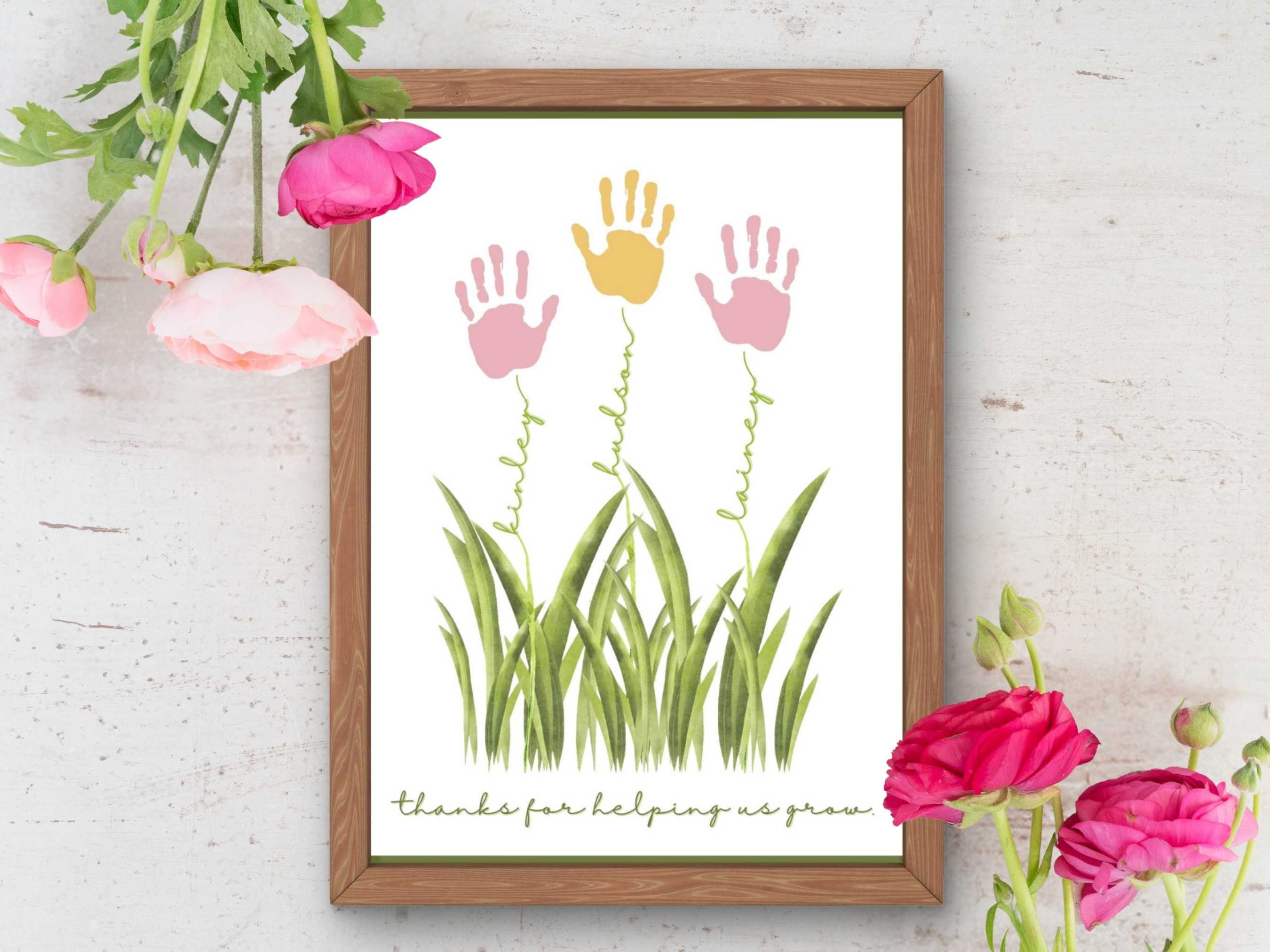 Custom Flower Handprints, Spring Handprint Art, Mother’s Day Handprint ...