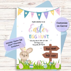 Easter Egg Hunt Invitation, Easter Bunny Invitation, Easter Party ...