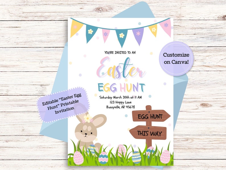 Easter Egg Hunt Invitation, Easter Bunny Invitation, Easter Party ...