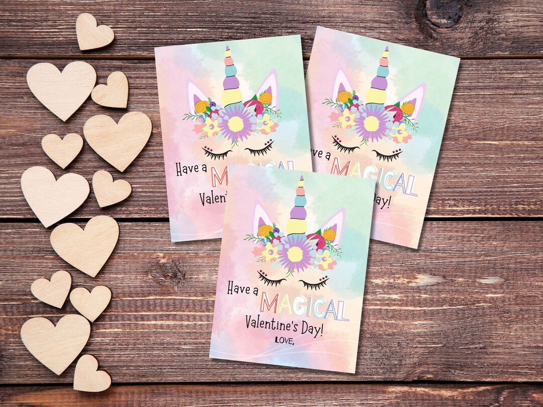 Unicorn Valentine Card, Magical Valentines Card, Kids Valentine Card ...