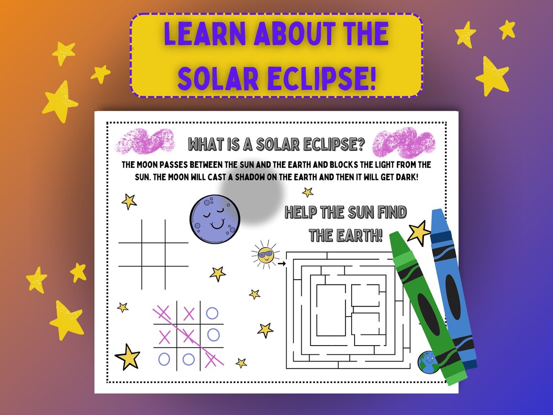Solar Eclipse 2024 Activity Bundle, Solar Eclipse Coloring Pages, Kid’s ...