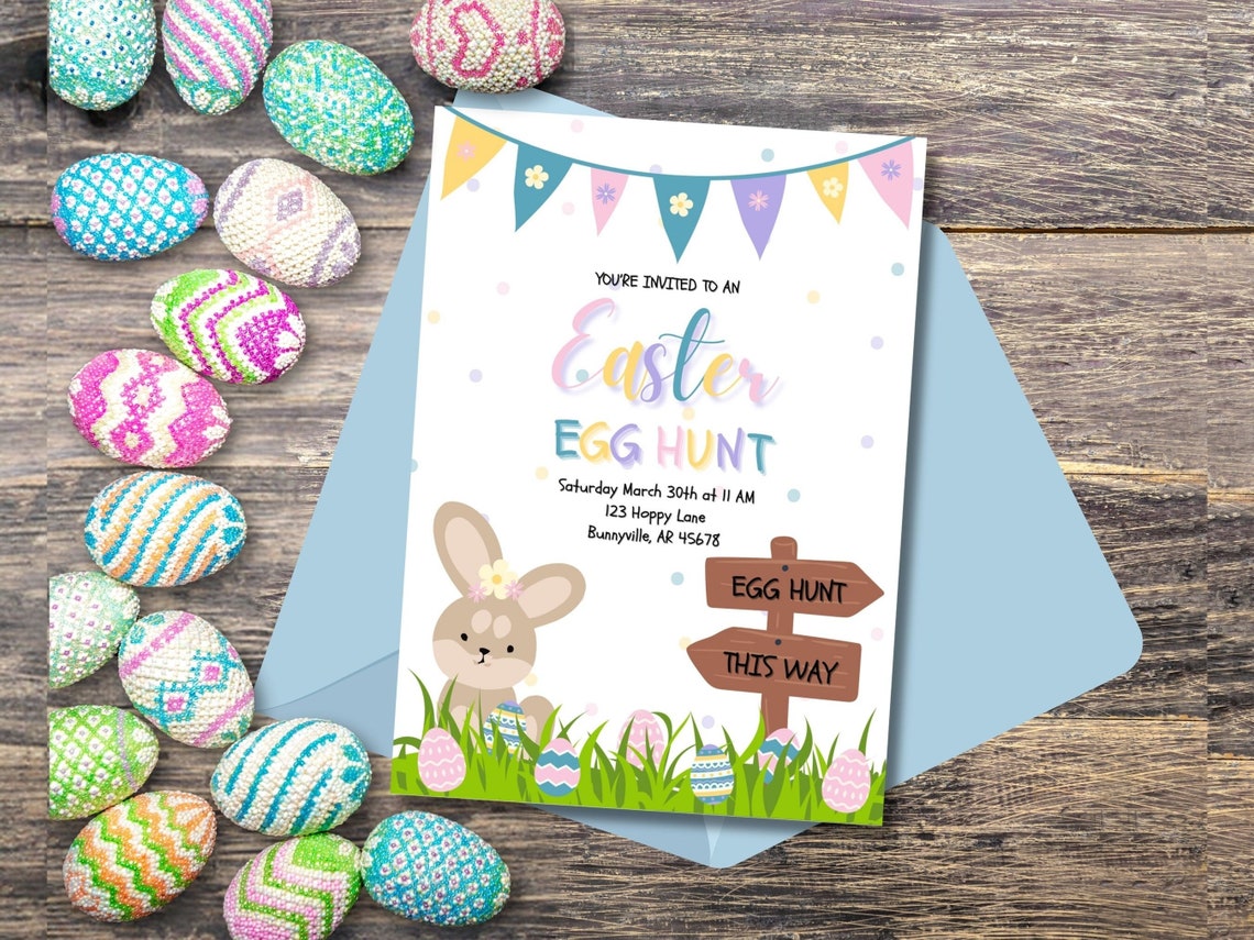 Easter Egg Hunt Invitation, Easter Bunny Invitation, Easter Party ...