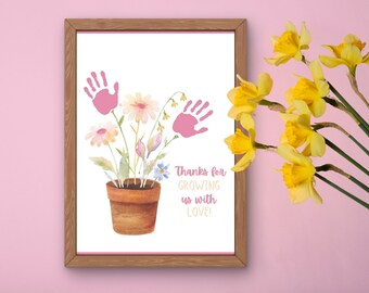 Flower Handprint Art, Spring Handprint Craft, Mother’s Day Handprint ...