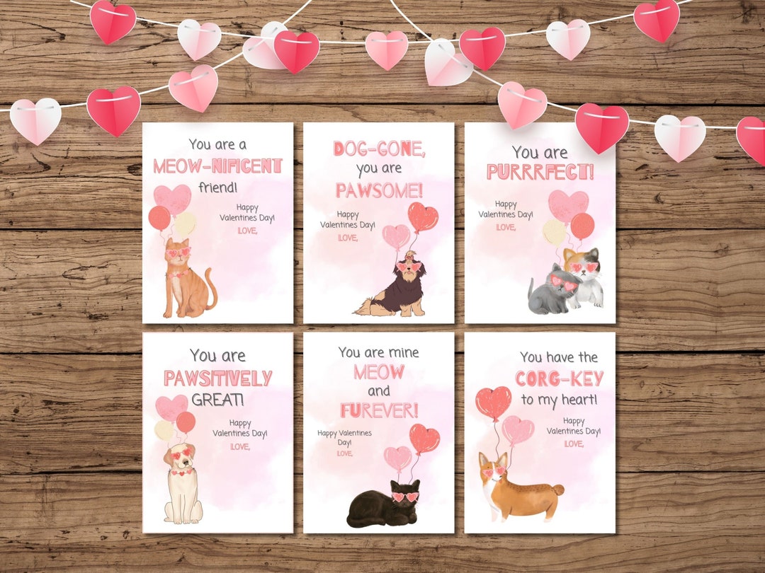 Cat and Dog Valentines Cards, Puppy Valentines Cards, Kitty Valentine ...
