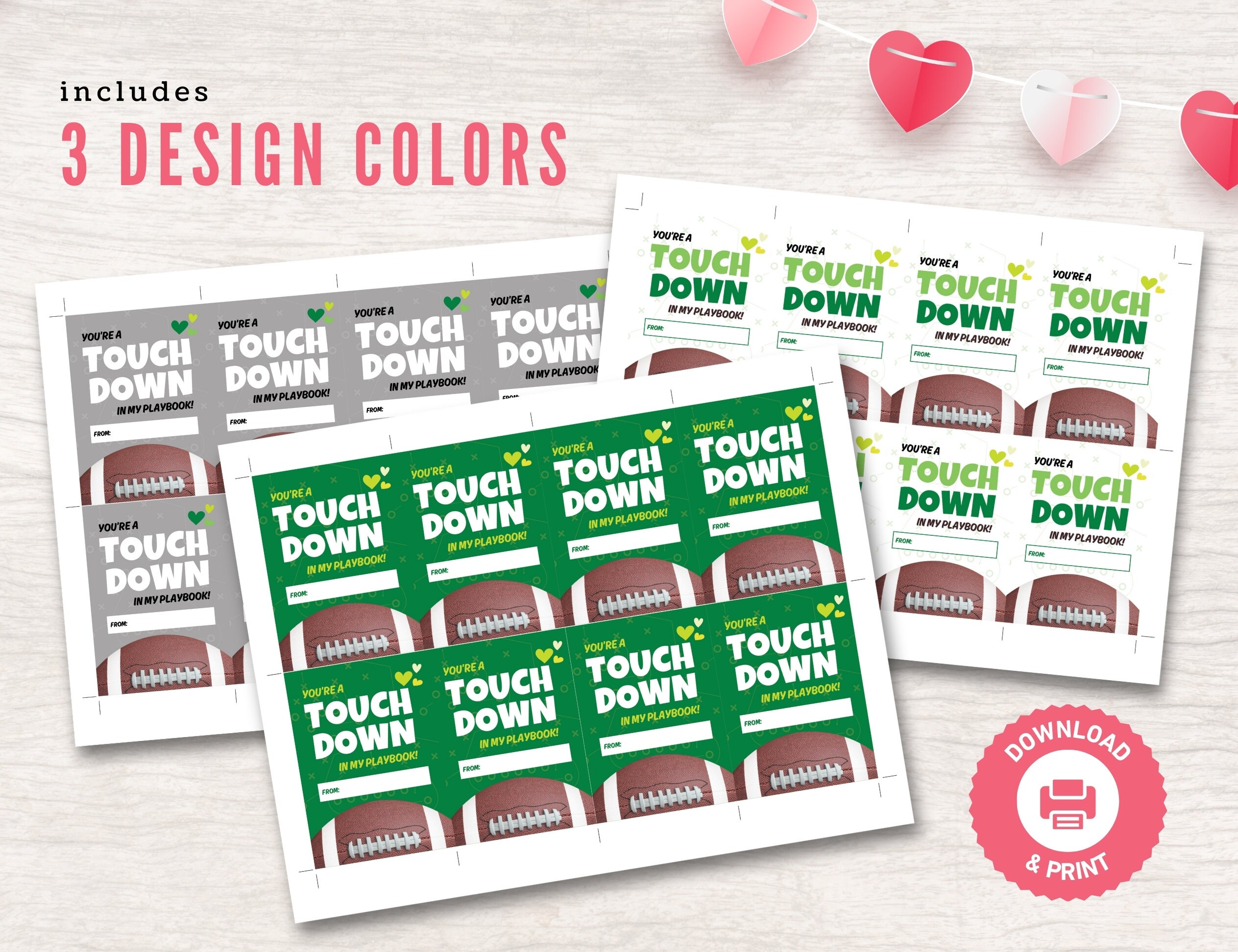 Football Valentine's Day Printable Valentine Exchange Cards Kids ...