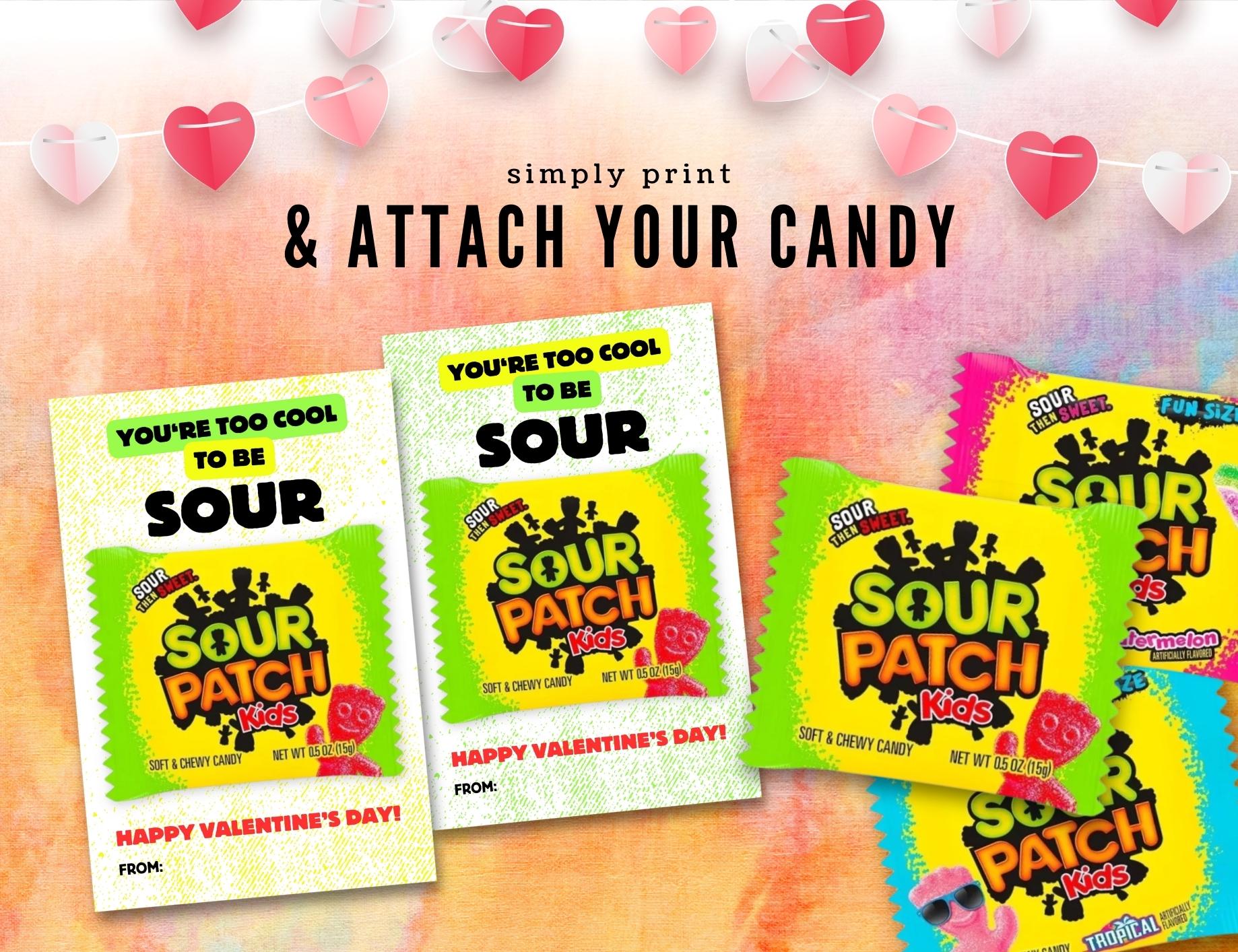 Sour Candy Patch Inspired Printable Valentines | Fun & Editable Canva ...