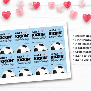 Soccer Valentine's Day Printable Valentine Exchange Card | Kids Soccer ...