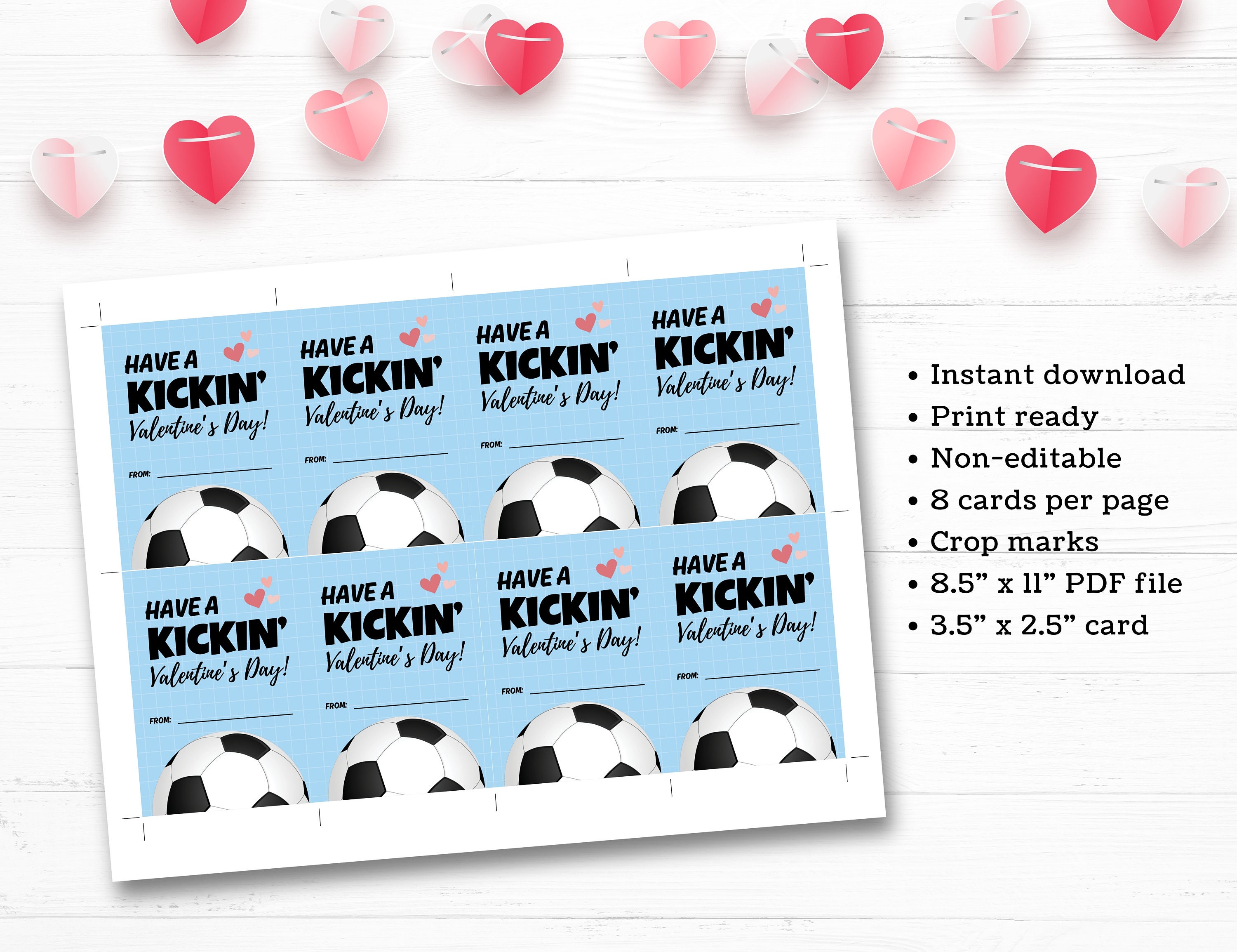 Soccer Valentine's Day Printable Valentine Exchange Card | Kids Soccer ...