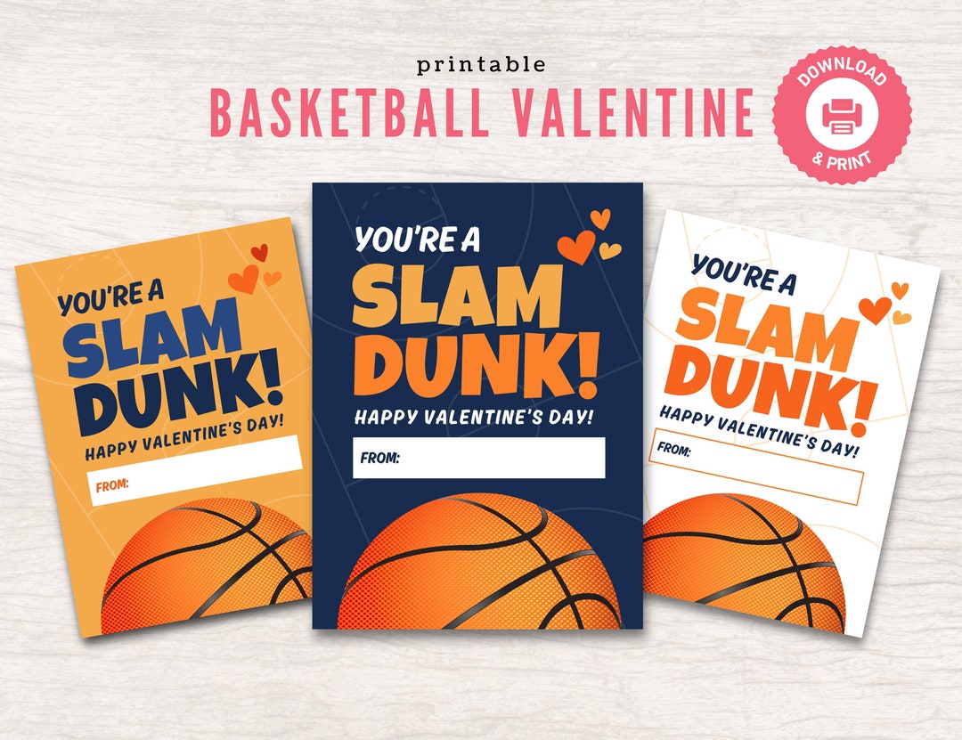 Basketball Valentine's Day Printable Card | Kids Basketball Valentine ...