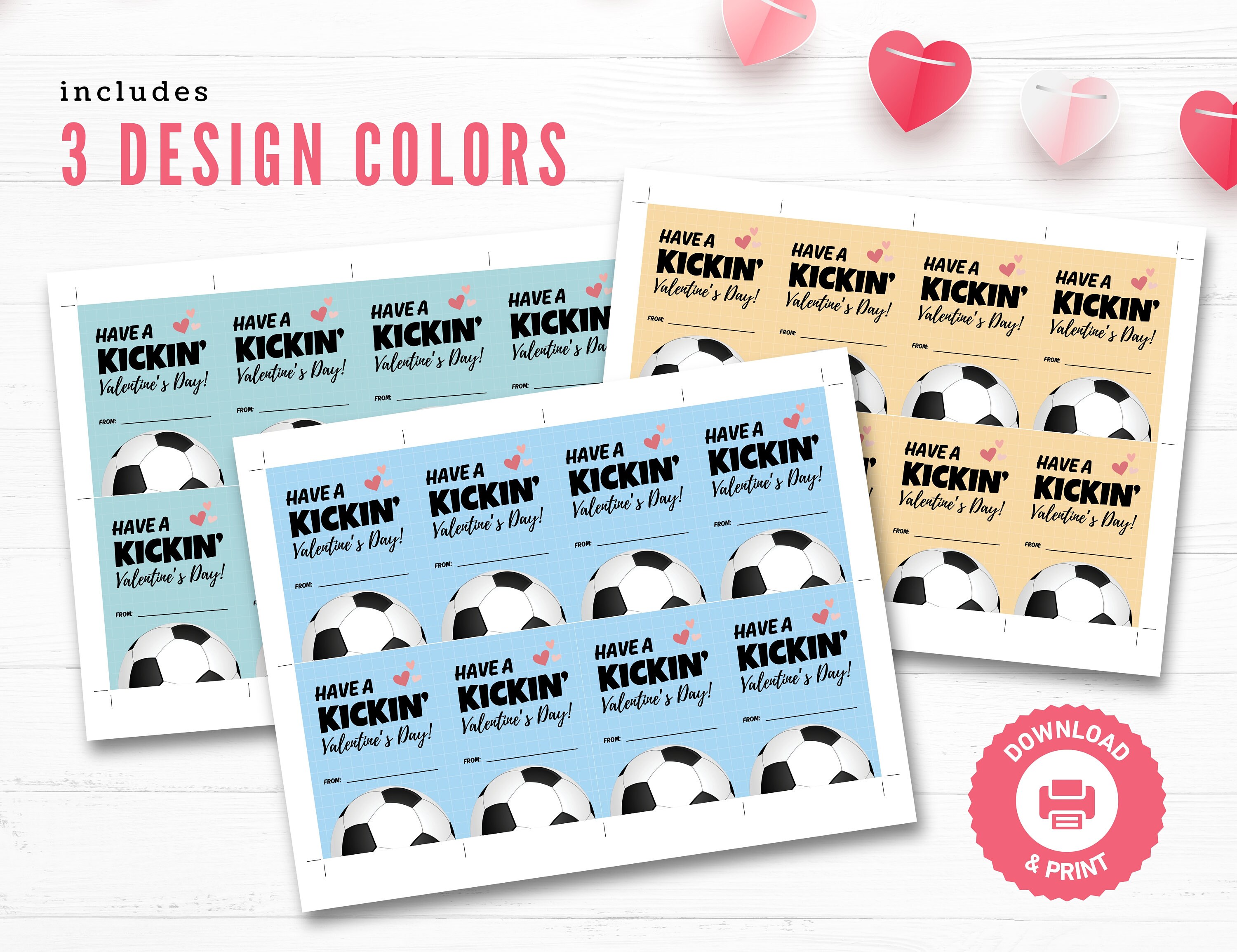 Soccer Valentine's Day Printable Valentine Exchange Card | Kids Soccer ...