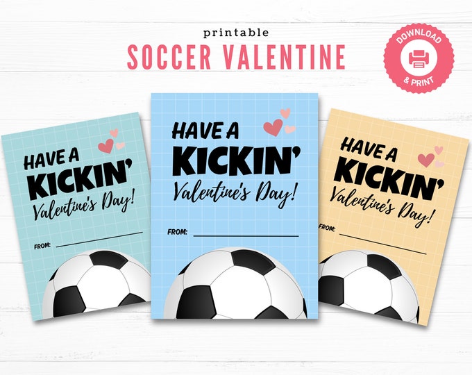 Soccer Valentine's Day Printable Valentine Exchange Card | Kids Soccer ...