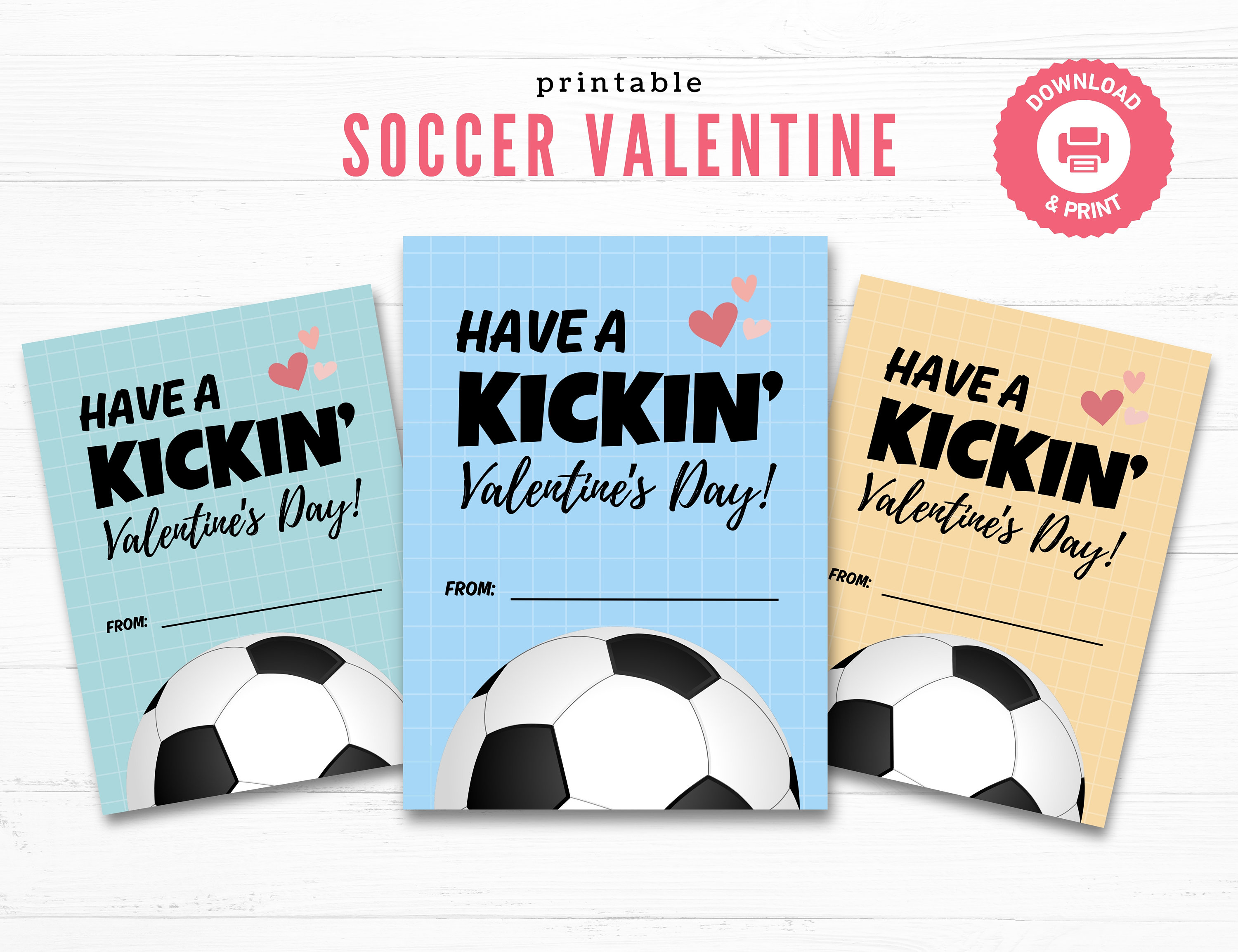 Soccer Valentine's Day Printable Valentine Exchange Card | Kids Soccer ...
