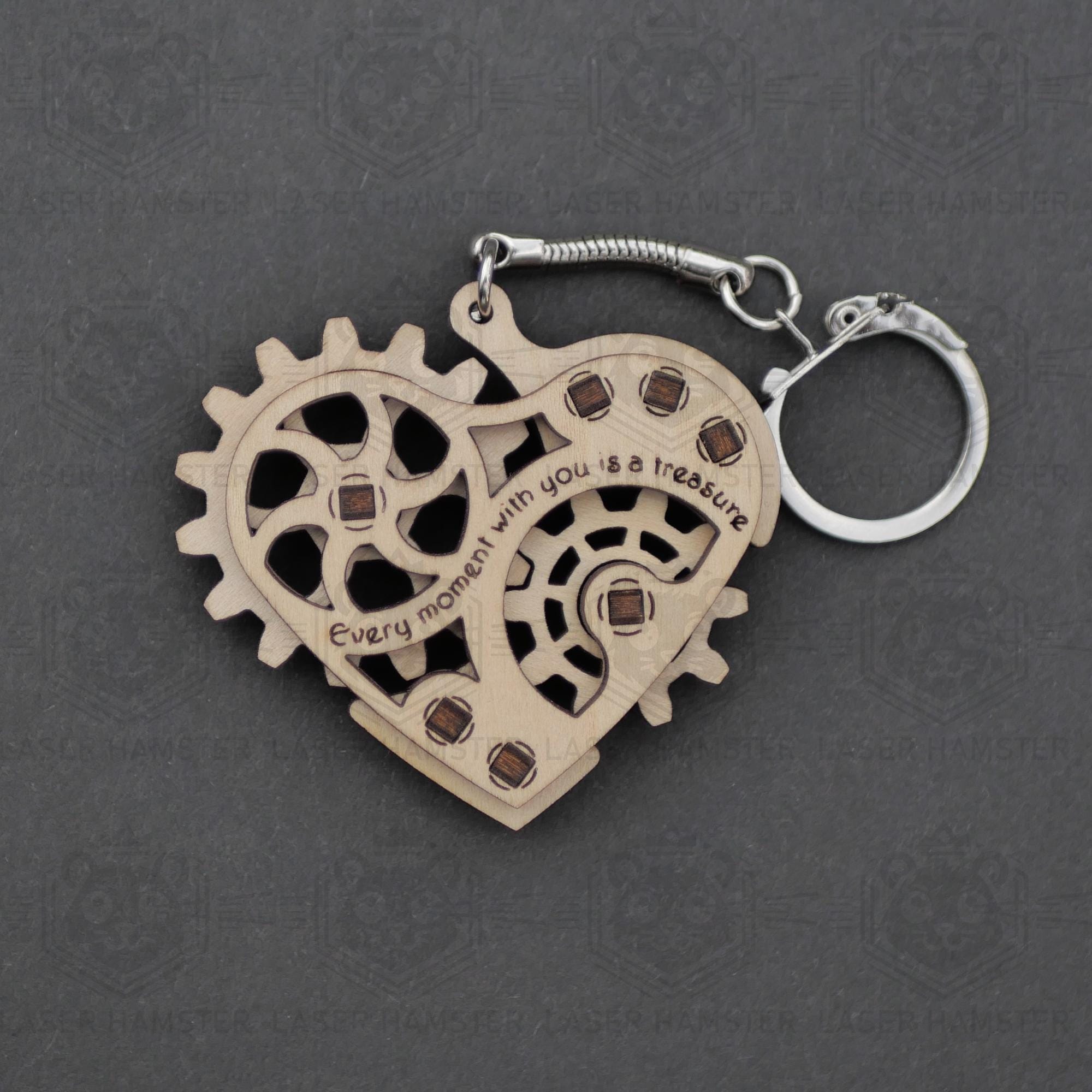Laser Cut Heart Keychain SVG: Rotating Gear Valentine's Gift (PDF ...