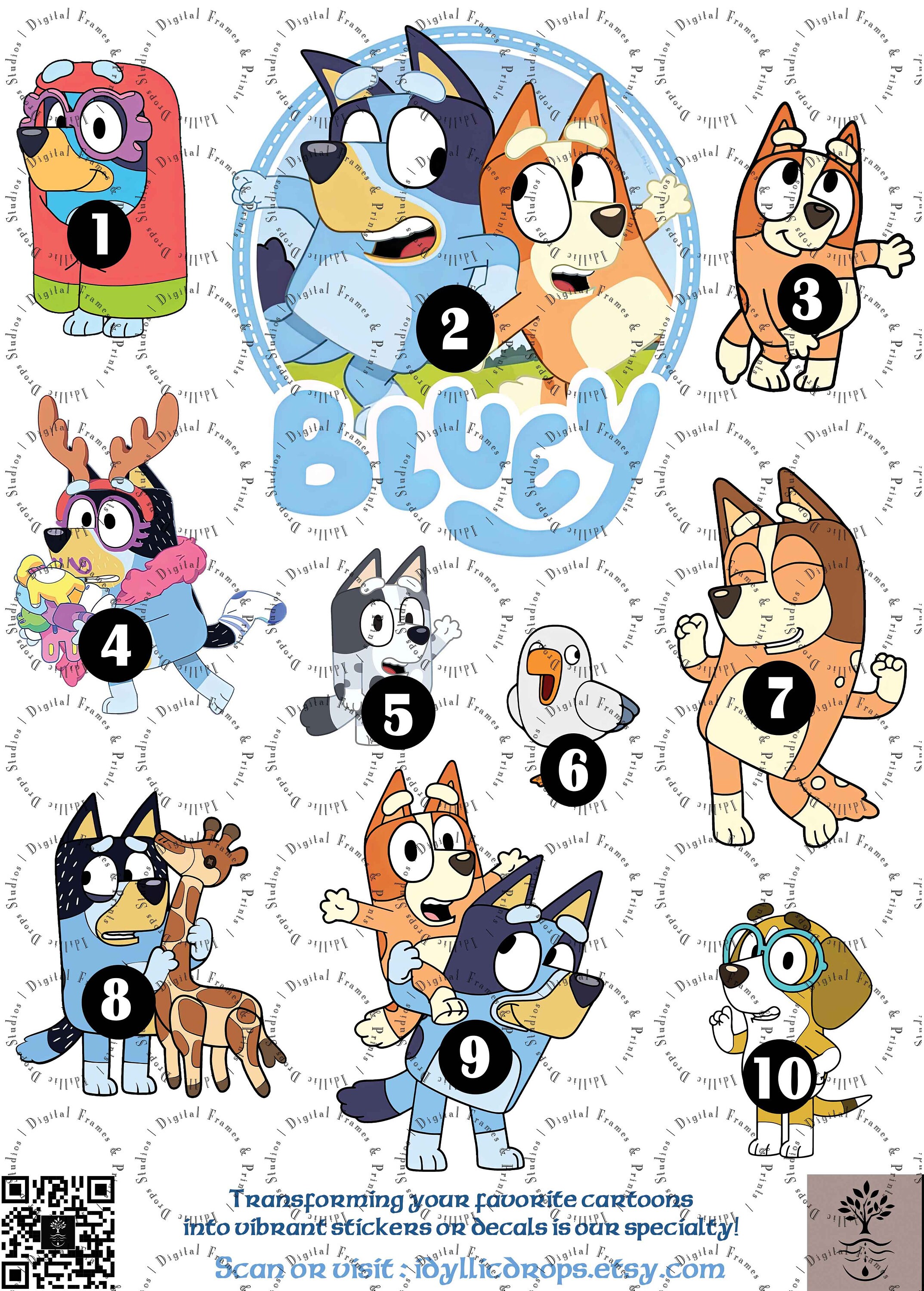 Bluey Stickers Sheets,40 Sticker, 4 Stickers Sheets, Waterproof, Vinyl ...