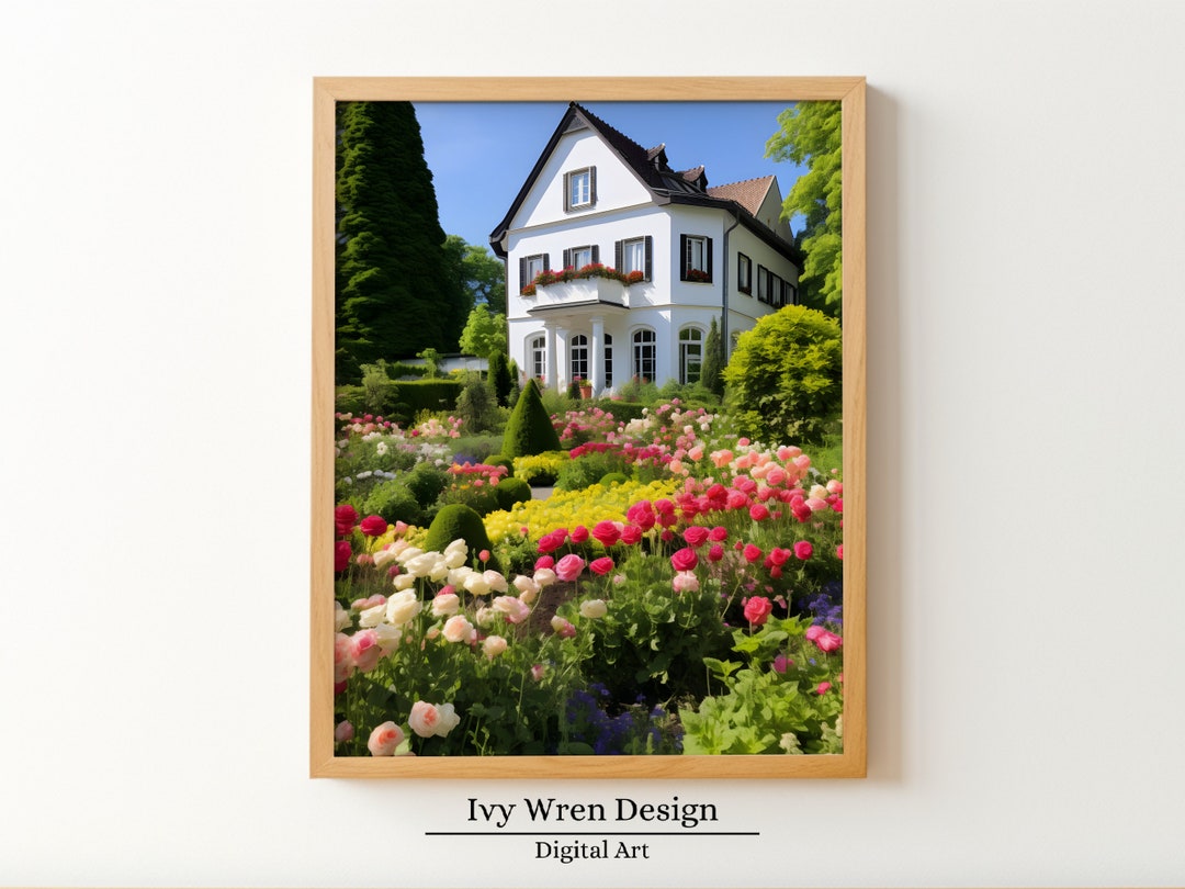 Printable Floral Victorian House Print Vintage Victorian House ...