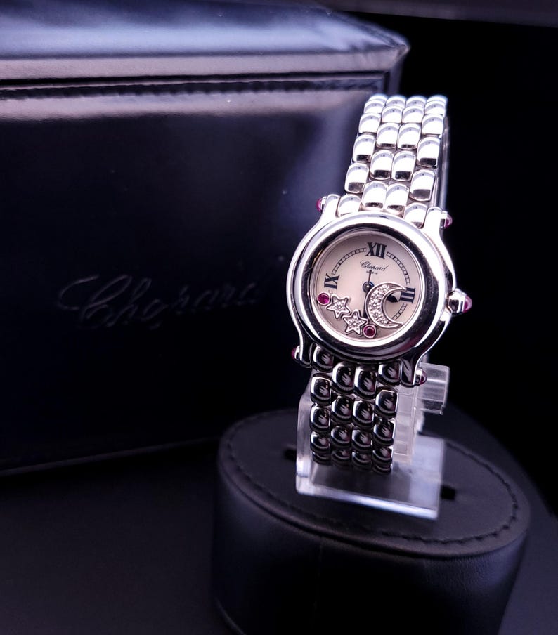 Chopard Happy Sport Moon Star Diamonds 23mm Stainless Steel Ladies ...