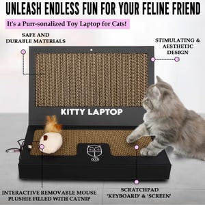 Kitty Laptop Cat Scratcher: Interactive Toy With Catnip Mouse ...
